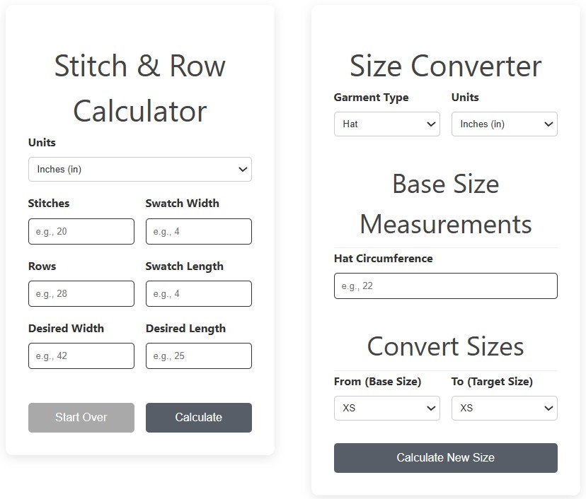Stitch Calculator and Size Converter - Pattern Street